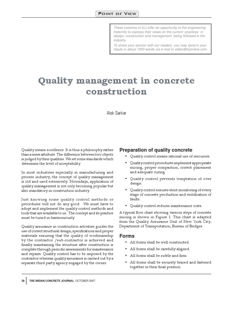 Quality Assurance for Concrete | Quality Assurance | Concrete