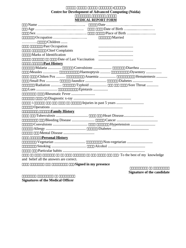 Declaration - Candidates Statement - Medical Report Form | PDF