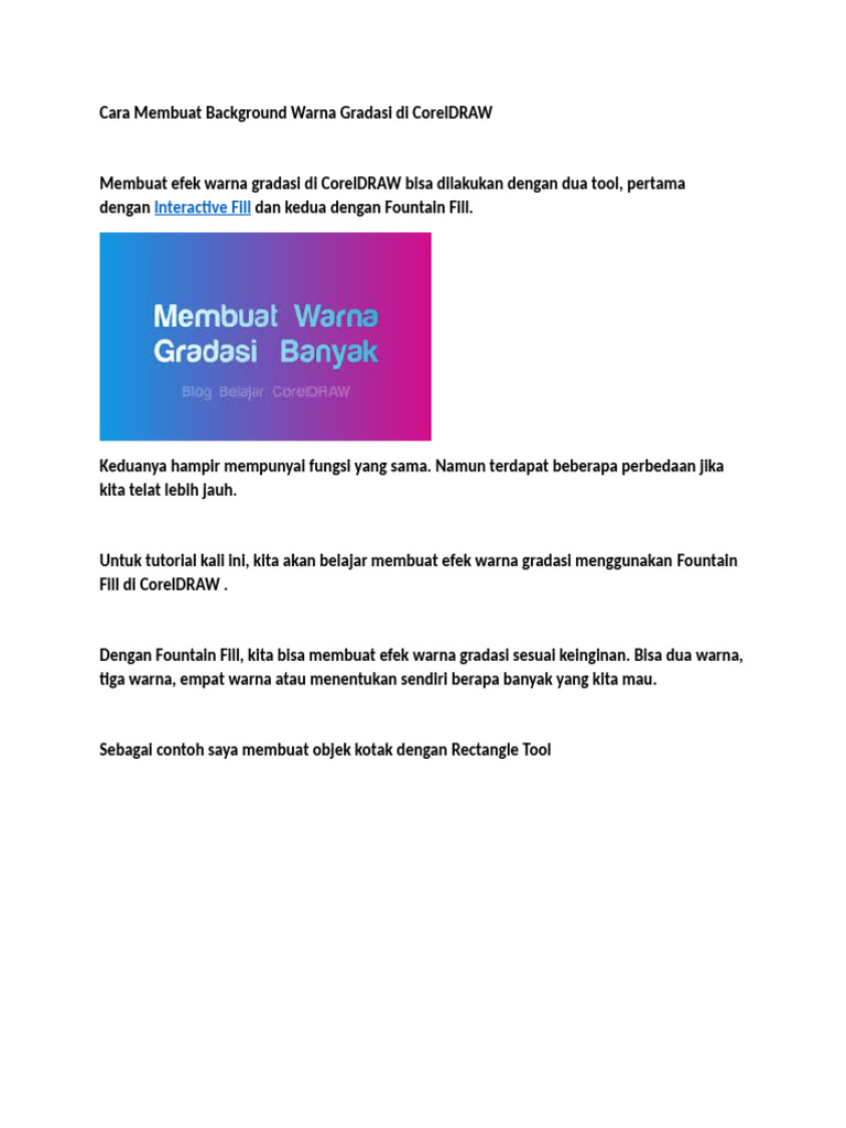 Gradasi Warna di CorelDRAW dengan Fountain Fill | PDF