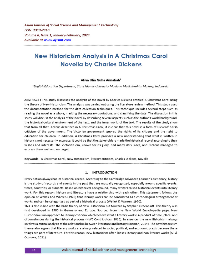 New Historicism in A Christmas Carol Analysis | PDF | A Christmas Carol ...
