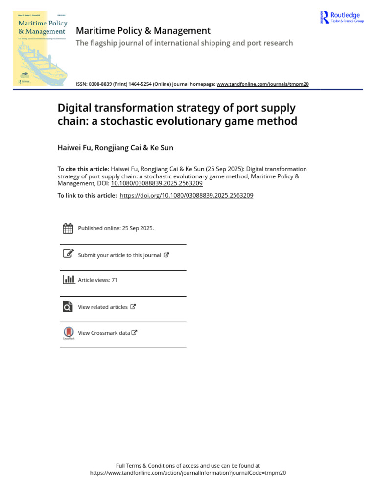 Digital Transformation in Port Supply Chains | PDF | Policy | Supply Chain