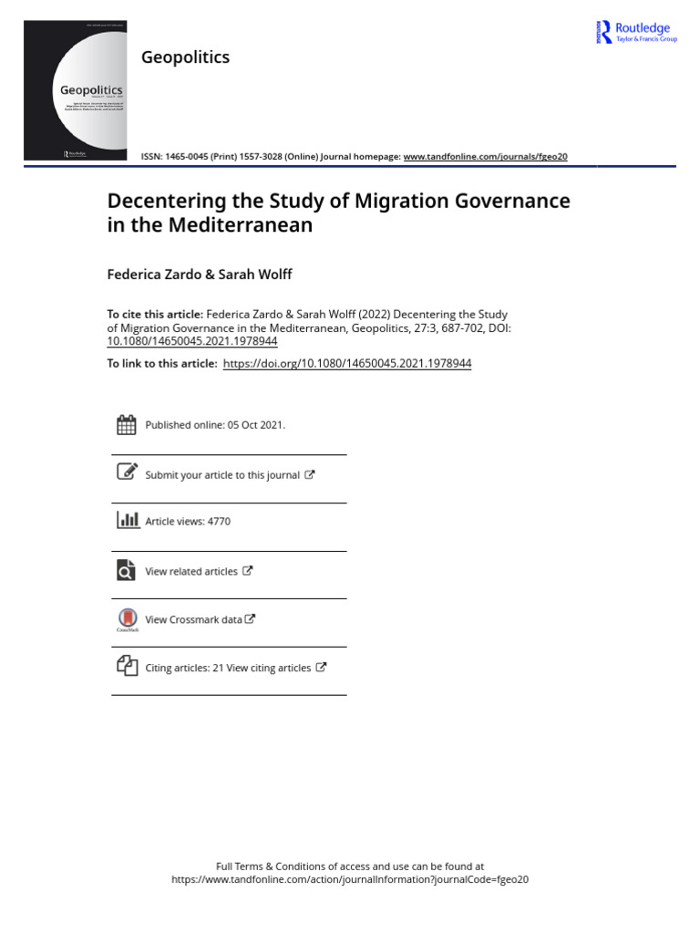 Decentering The Study of Migration Governance in The Mediterranean ...