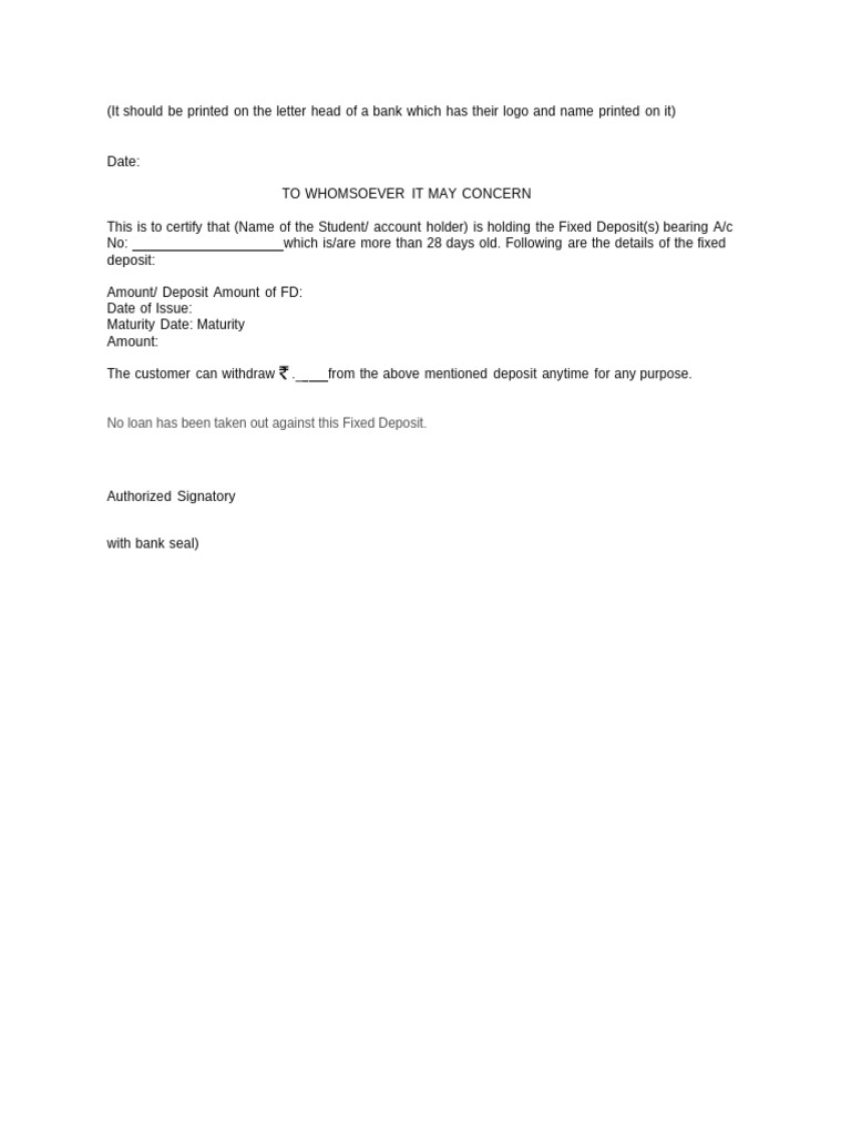 FD Covering Format | PDF
