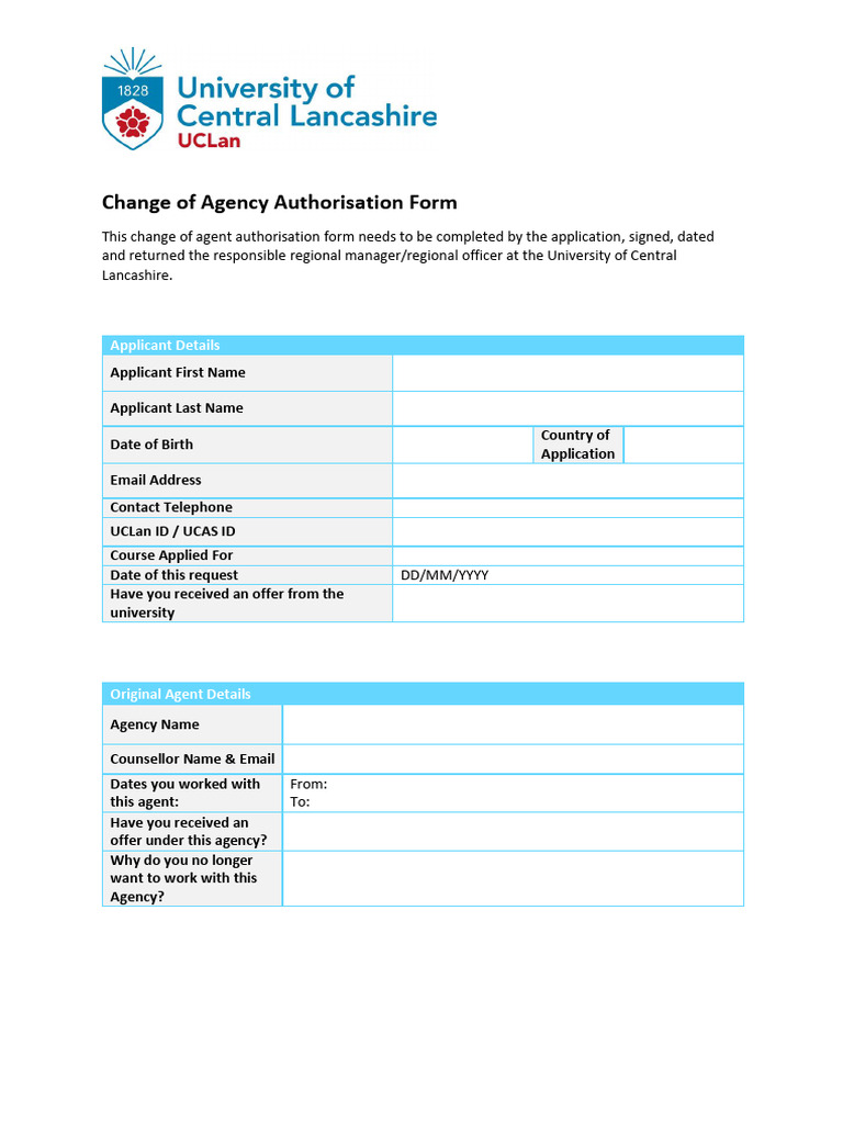 Change of Agency Authorisation Form 2024 | PDF