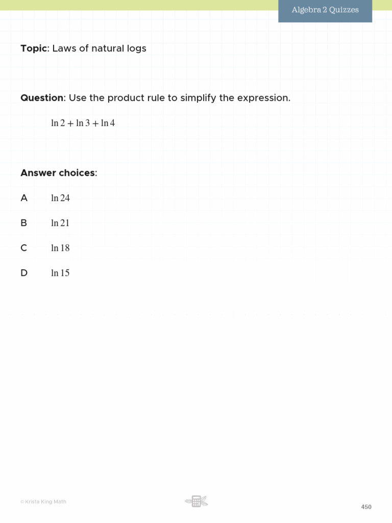 Simplifying Natural Log Expressions | PDF