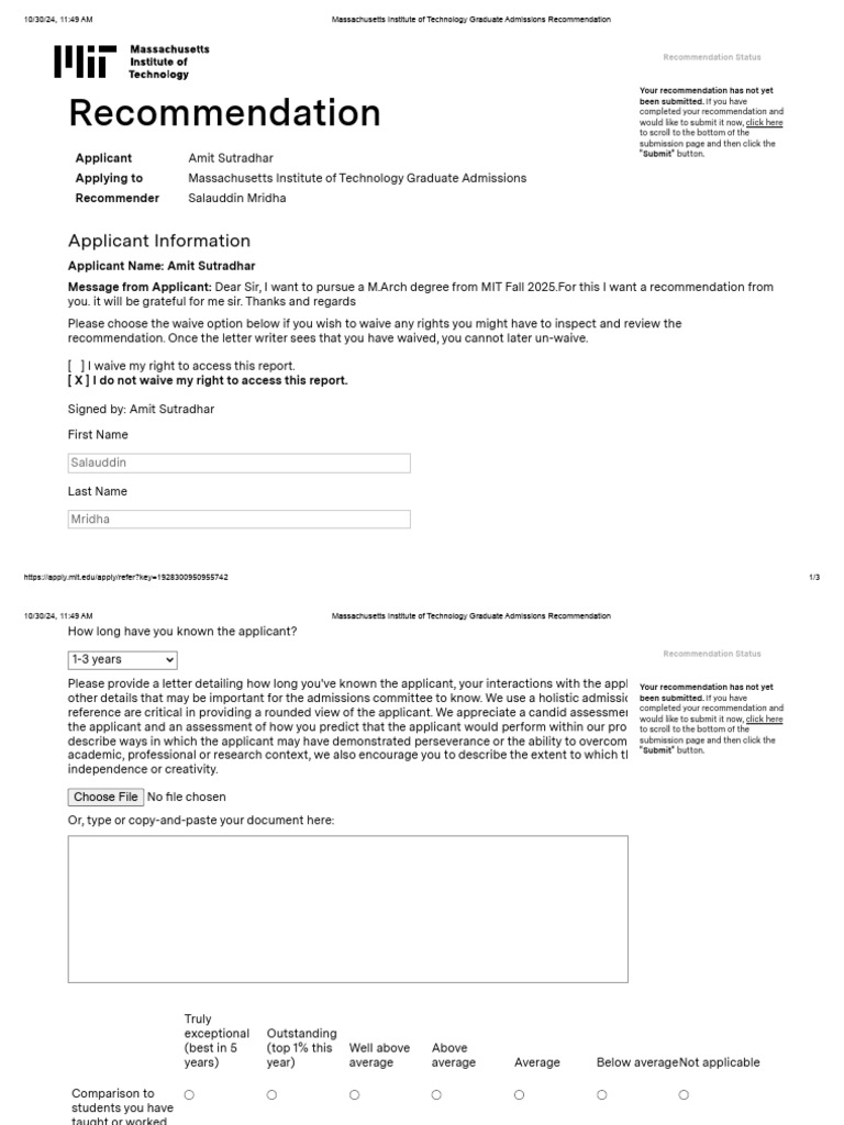 Massachusetts Institute of Technology Graduate Admissions ...