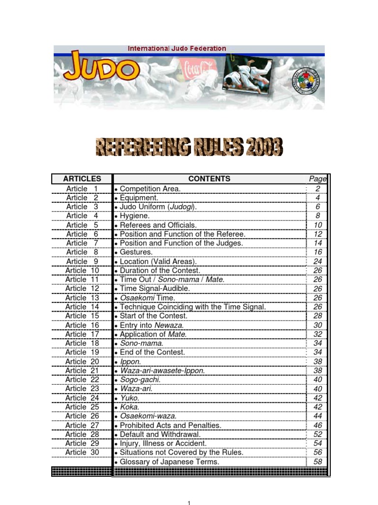 2003 IJF Judo Rules | PDF | Judo | Referee