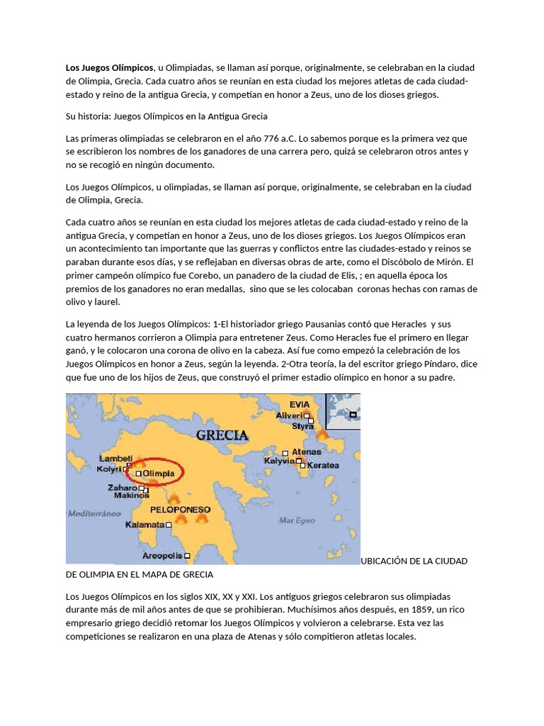 Historia de los Juegos Olímpicos | PDF | Juegos olímpicos | Eventos ...