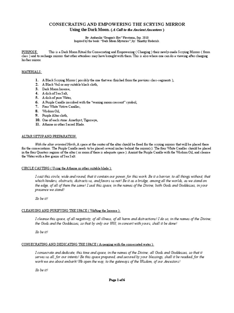 Dark Moon - Consecration and Empowerment Ritual | PDF | Altar | Priest