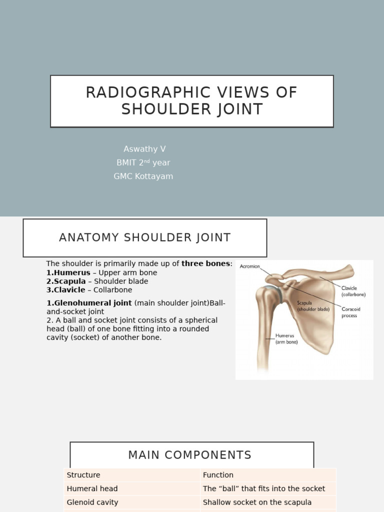 Radiographic Views of the Shoulder Joint | PDF | Shoulder | Primate Anatomy