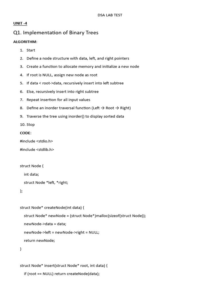 Binary Trees and Graph Algorithms in C | PDF | Software Engineering ...