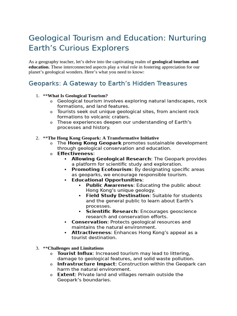 Nurturing Earth's Curious Explorers | PDF | Tourism | Natural Environment
