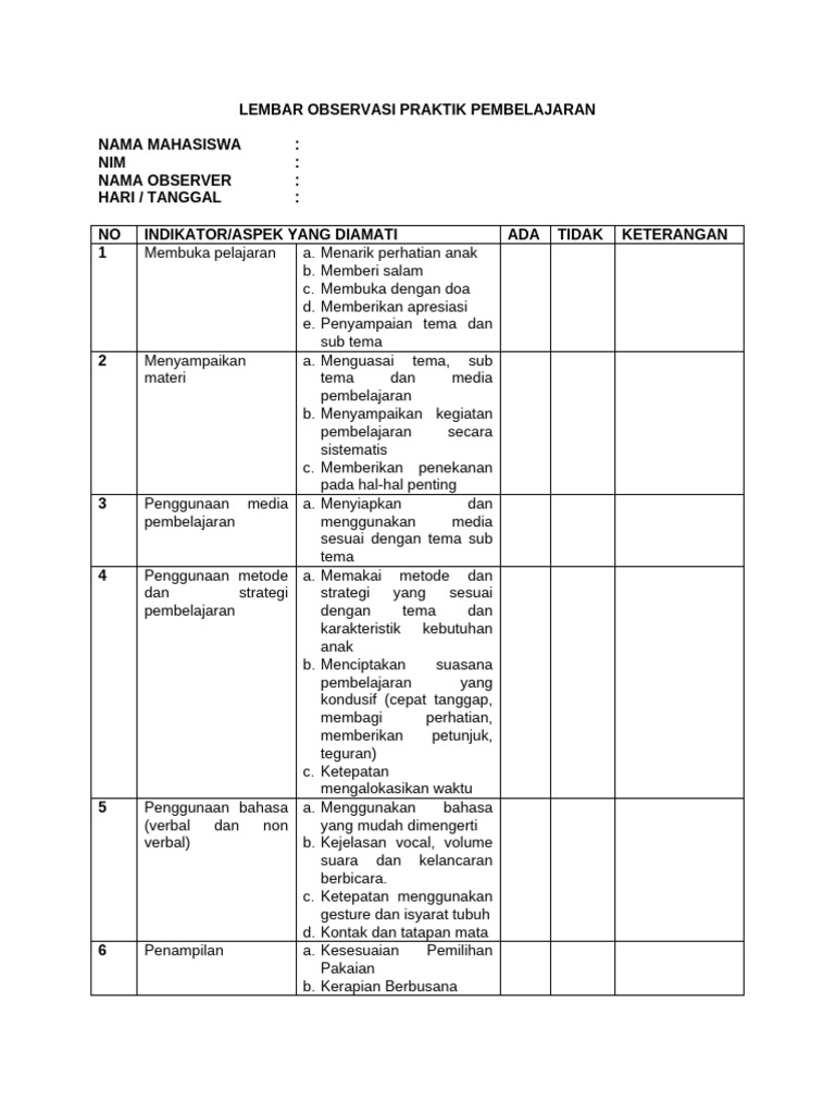 Penilaian Micro Teaching | PDF