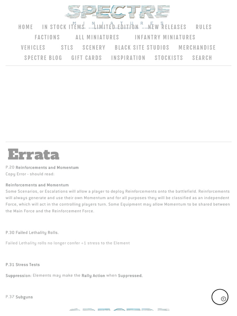 Spectre Miniatures Game Errata Guide | PDF | Military
