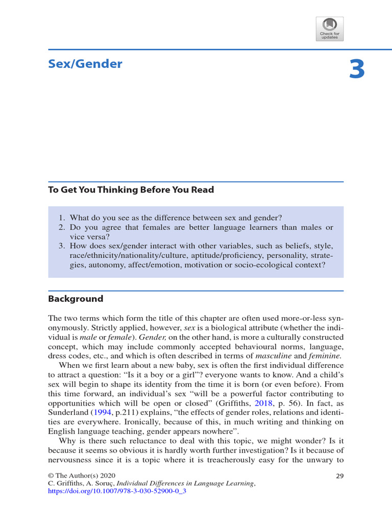 Chapter 3-Sex and Gender - Student | PDF | Gender | Gender Studies