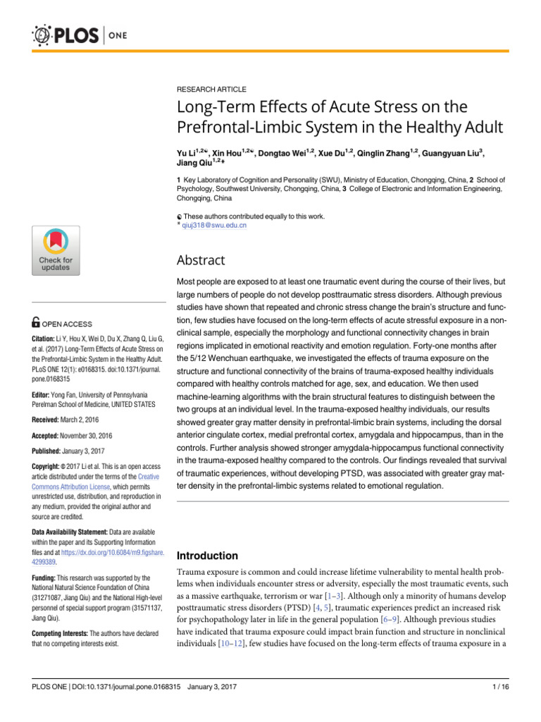 Acute Stress Effects on Brain Structure | PDF | Amygdala ...