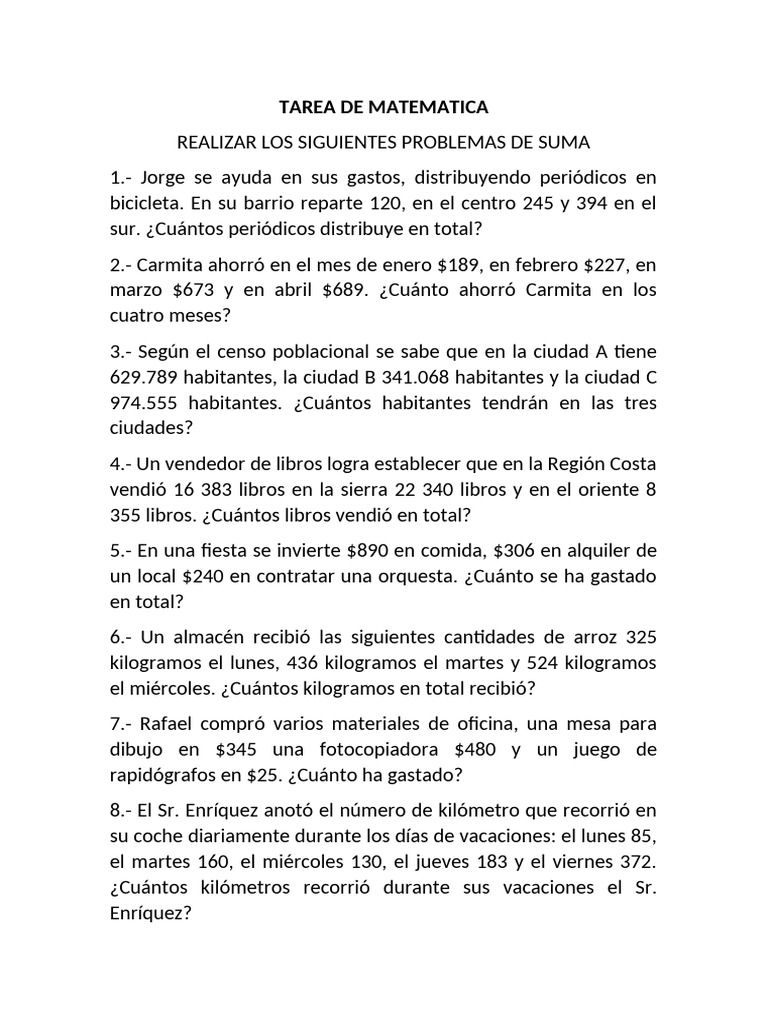 Tarea de Matematica 2 | PDF
