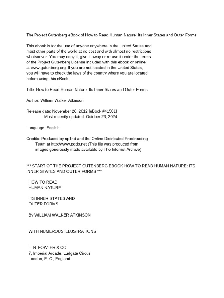 How to Read Human Nature_ Its Inner States and Outer Forms by Atkinson ...
