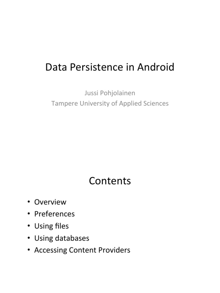 07 Android Data Persistence PPTX 110128044311 Phpapp01 | PDF | Computer Programming | Software ...