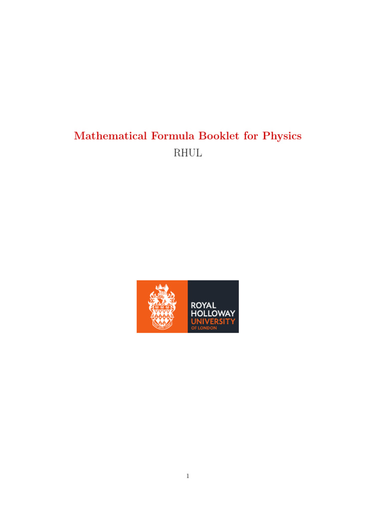 Formula Sheet 1 | PDF | Mathematical Analysis | Mathematical Objects
