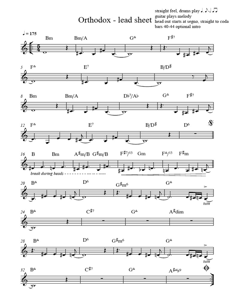 Orthodox - Lead Sheet | PDF