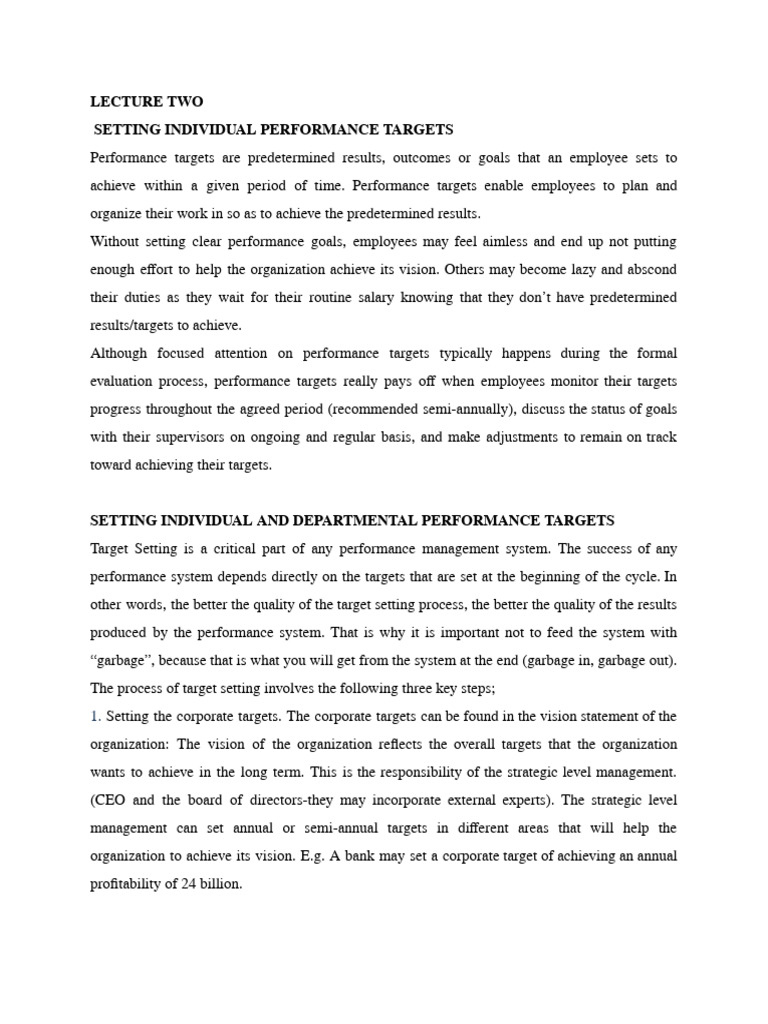 Setting Effective Performance Targets | PDF | Leadership | Skill