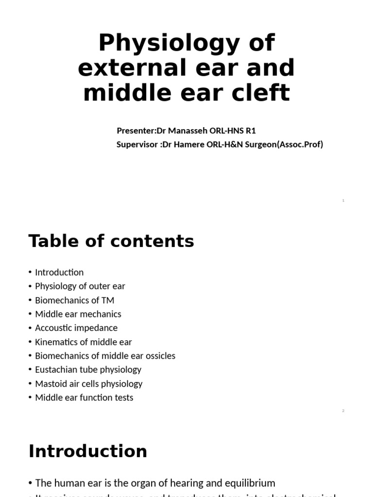 Middle Ear Cleft Physiology Explained | PDF | Ear | Hearing
