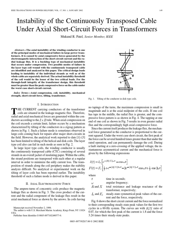 Instability of The Continuously Transposed Cable Under Axial Short ...