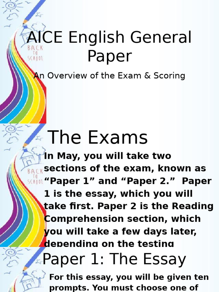 AICE English General Paper - An Overview | PDF | Question | Essays