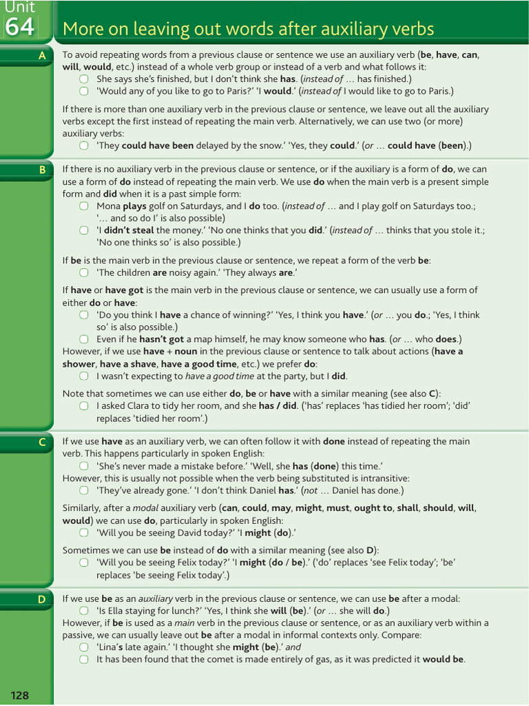 64 More On Leaving Out Words After Auxiliary Verbs | PDF | Verb ...