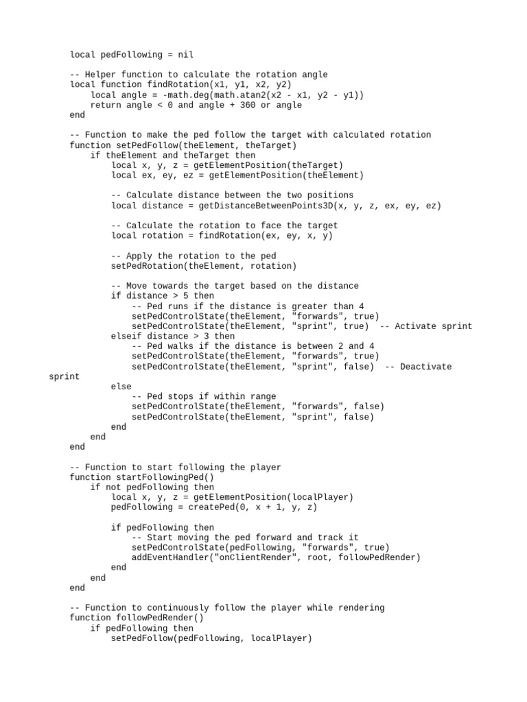 Ped Follow Control Script | PDF