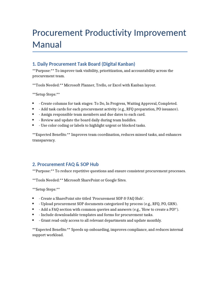 Procurement Productivity Manual | PDF | Microsoft Excel | Microsoft Outlook