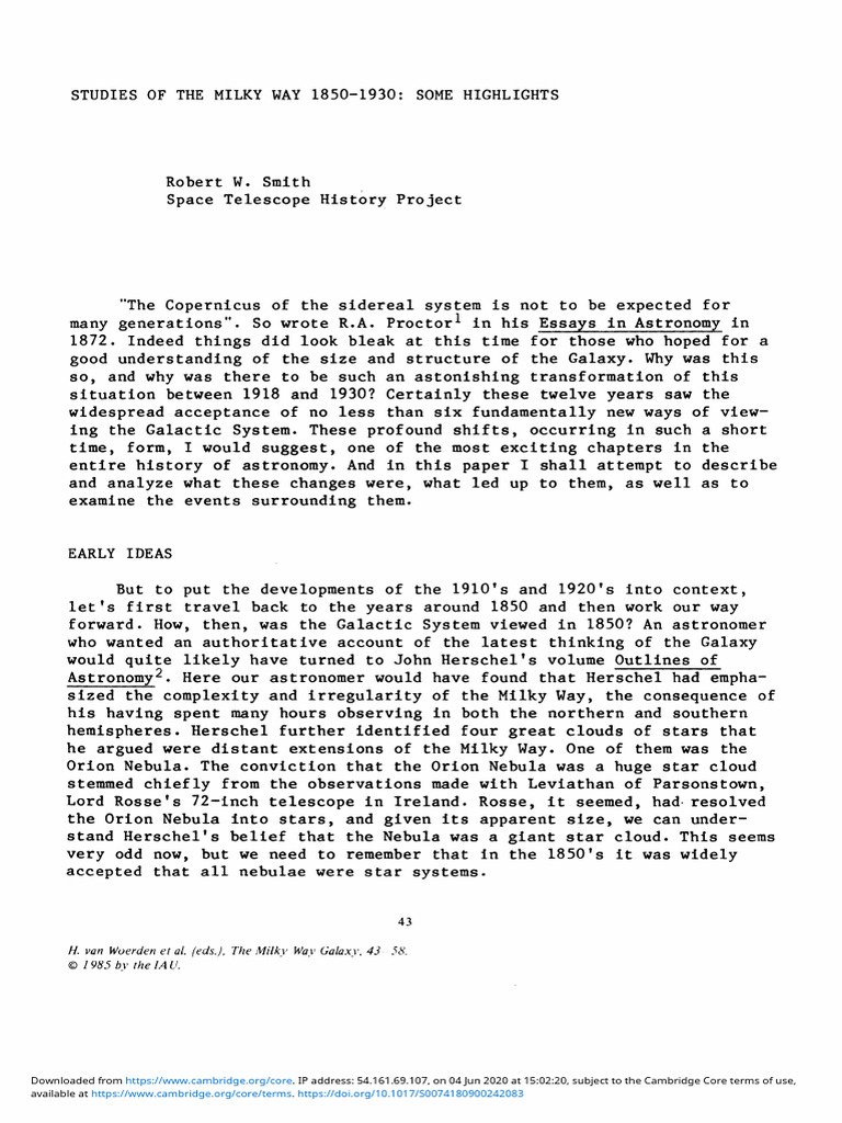 Studies of The Milky Way 1850 1930 Some | PDF | Milky Way | Galaxy