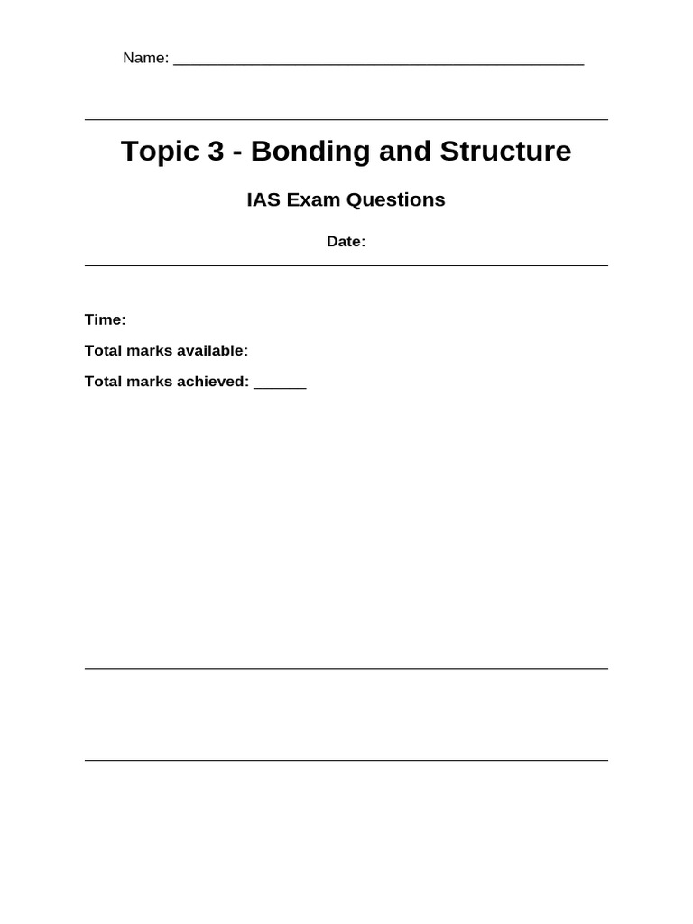 IAS Exam Questions - Topic 3 | PDF | Chemical Bond | Ion