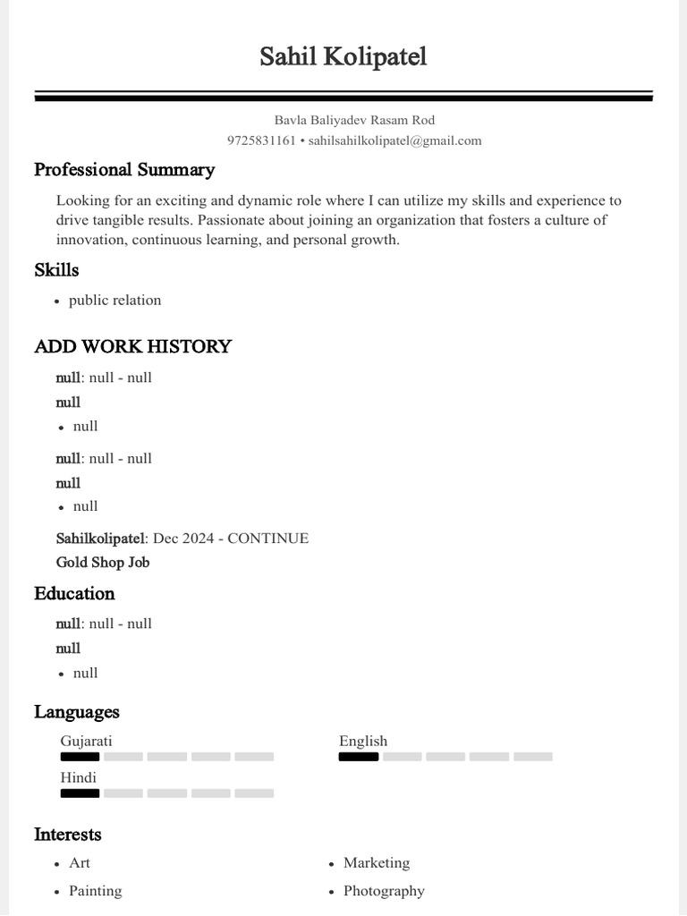 Sahil Resume 477 | PDF
