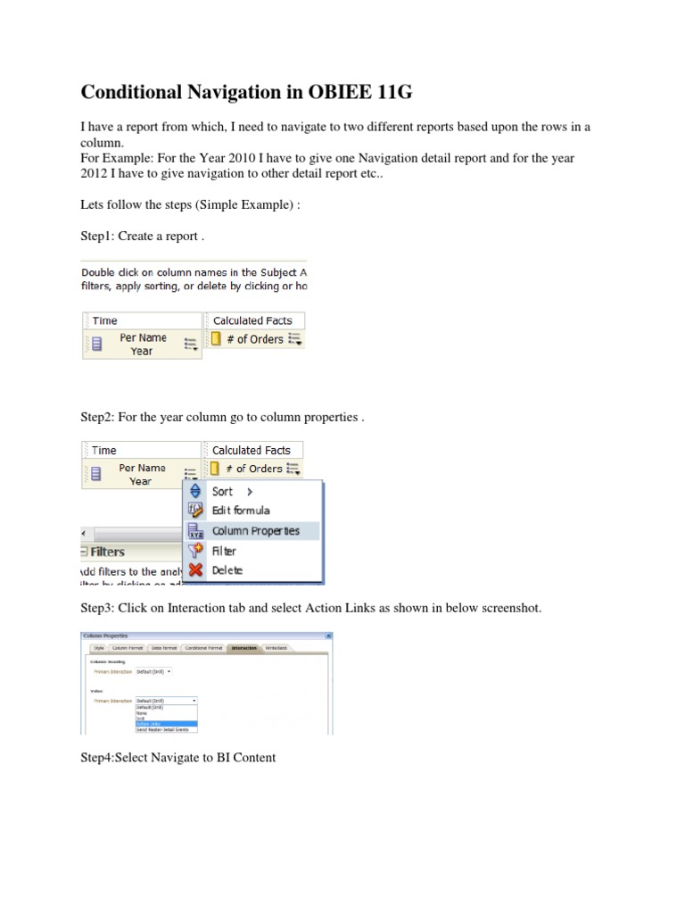 Conditional Navigation In Obiee 11g Pdf Hierarchy Sql