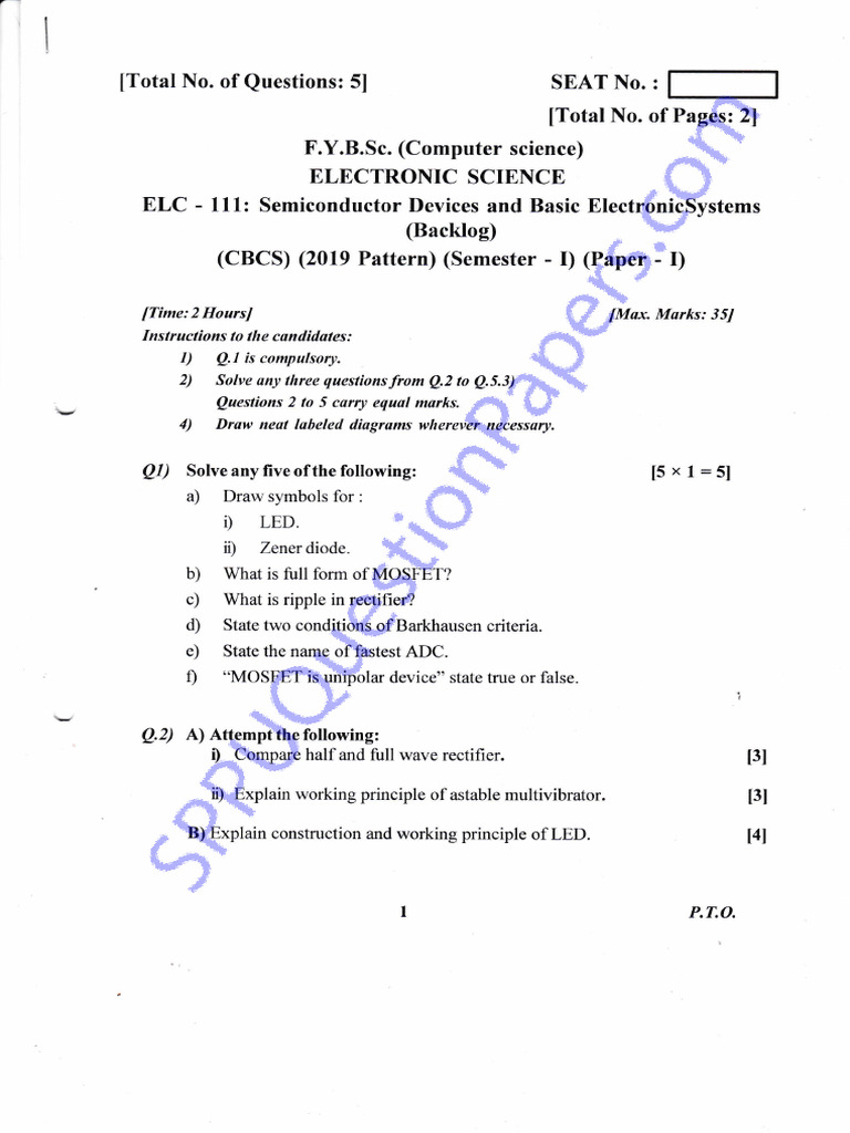 Bsc Bsc Cs Electronic Science Semester 1 2023 April Semiconductor ...