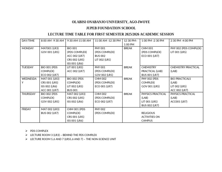 Revised Time Table (Final) | PDF