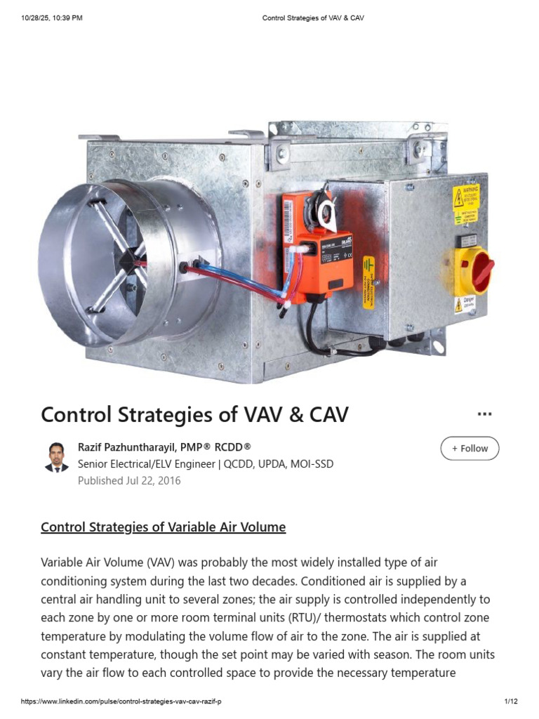 VAV Control Strategies Explained | PDF | Temperature ...