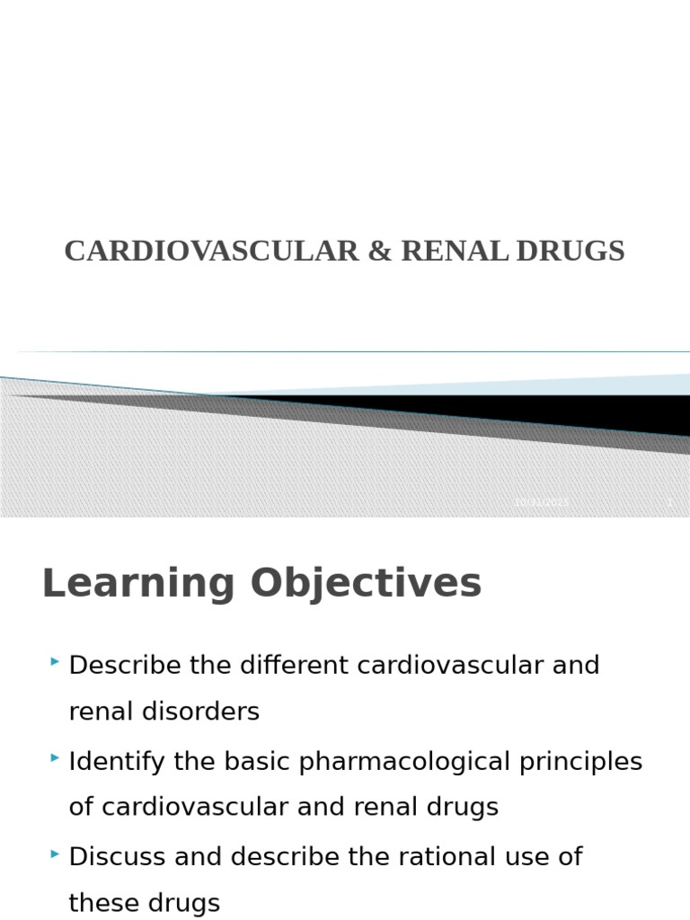 Cardiovascular and Renal Drug Overview | PDF | Blood Pressure | Heart ...