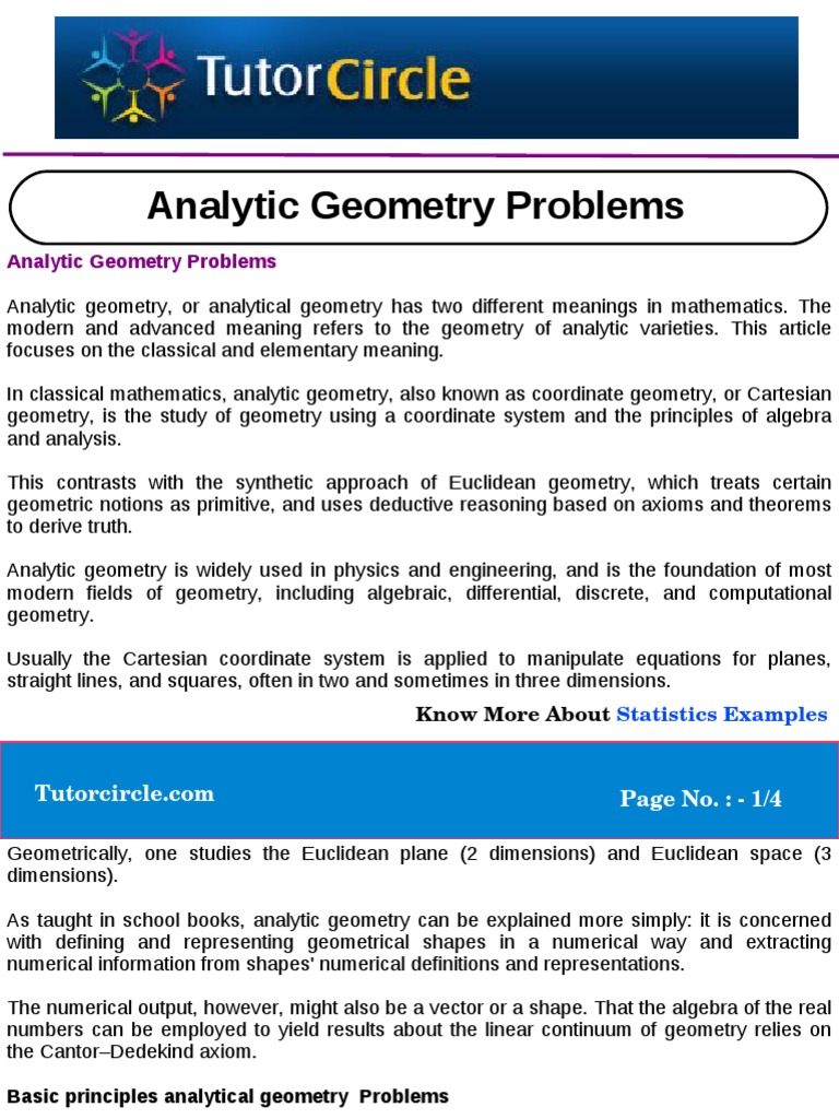 Analytic Geometry Problems | PDF | Analytic Geometry | Geometry