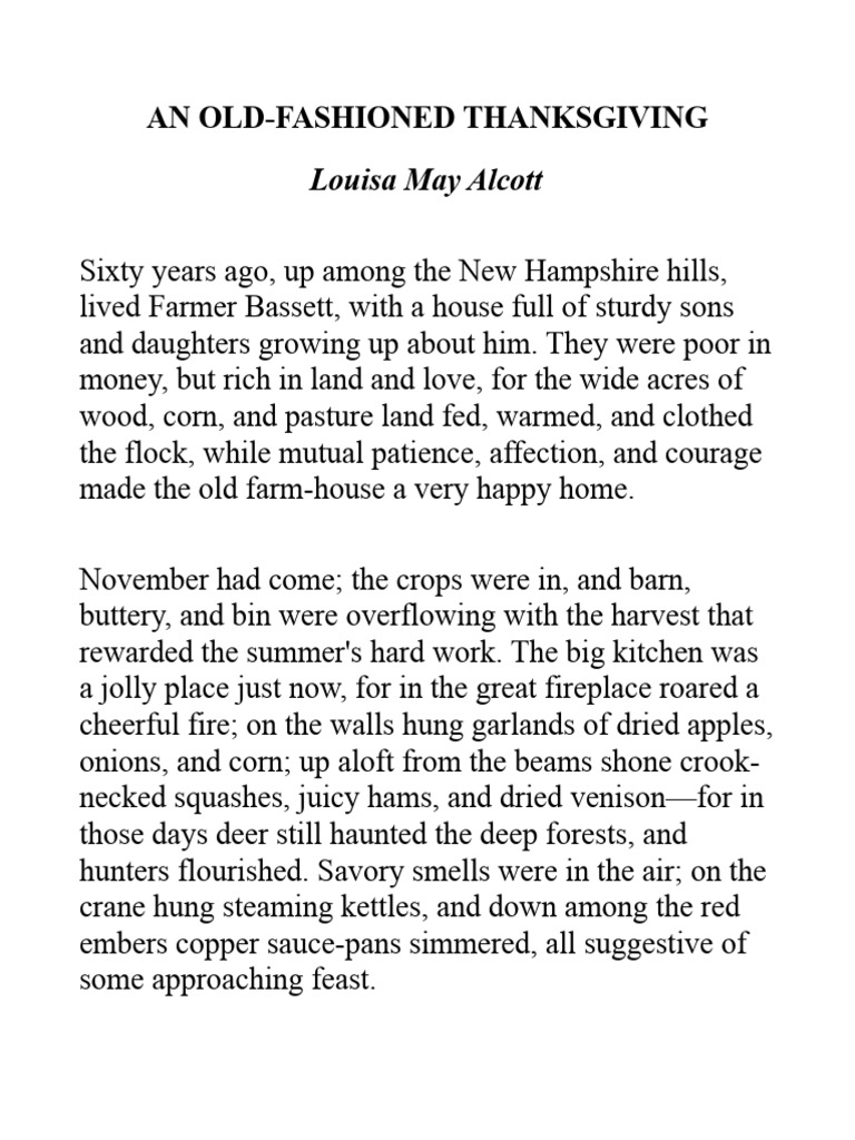 An Old-Fashioned Thanksgiving Story | PDF