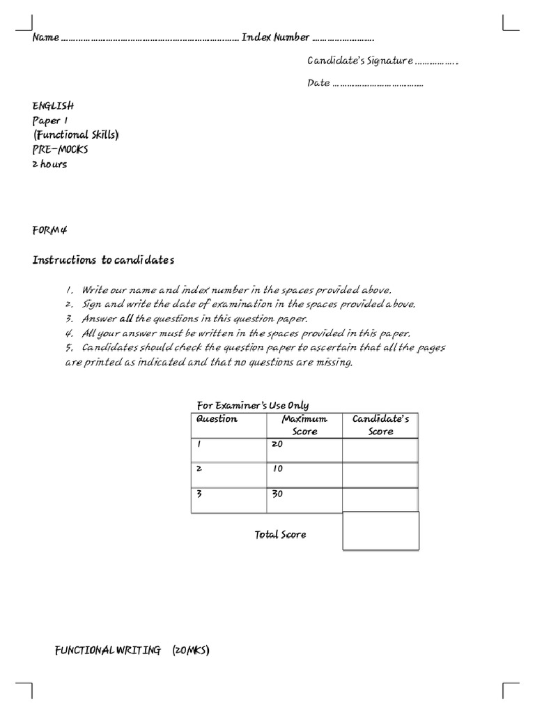 English Form 4 Pp1 Phoenix | PDF