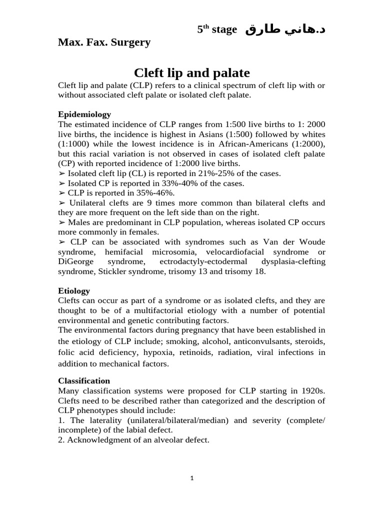 Cleft Lip and Palate | PDF | Medical Specialties