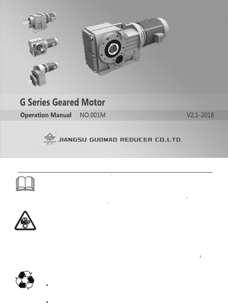 G Series Geared Motor Operation Manual | PDF | Belt (Mechanical) | Gear