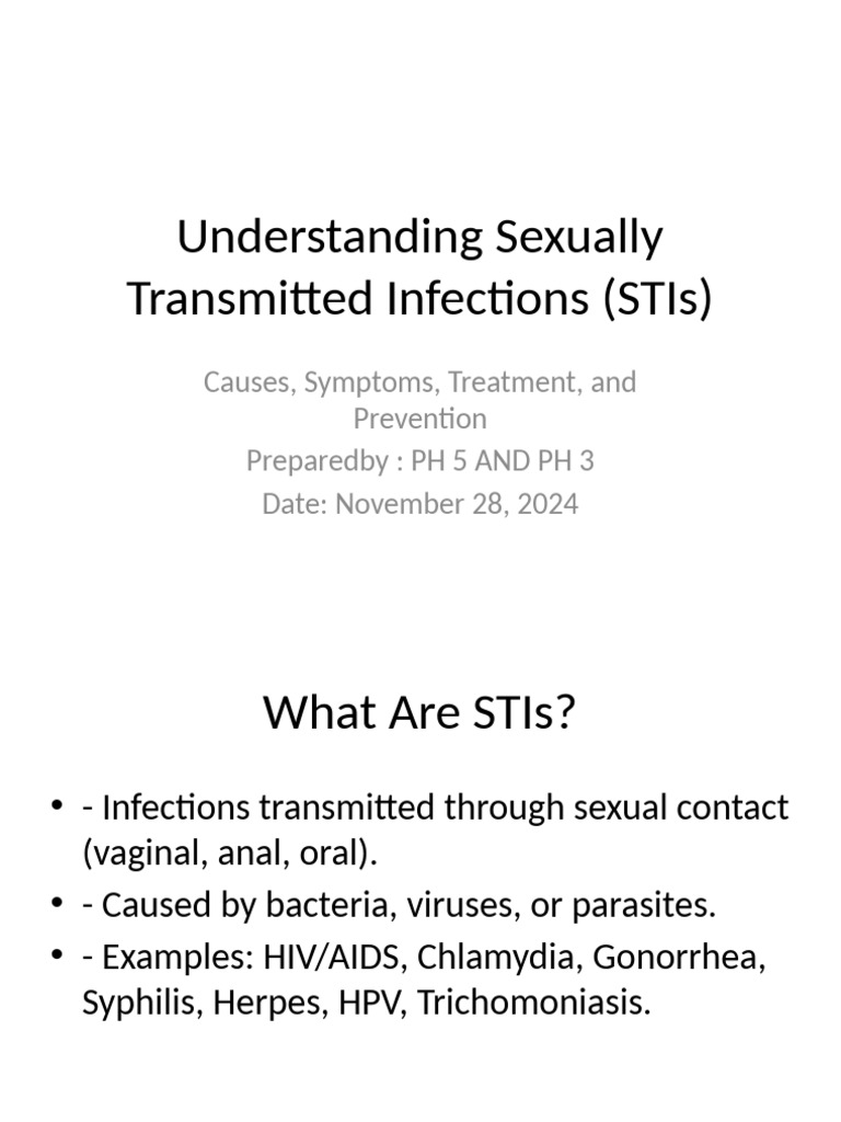 STIs: Causes, Symptoms, and Prevention | PDF | Sexually Transmitted ...
