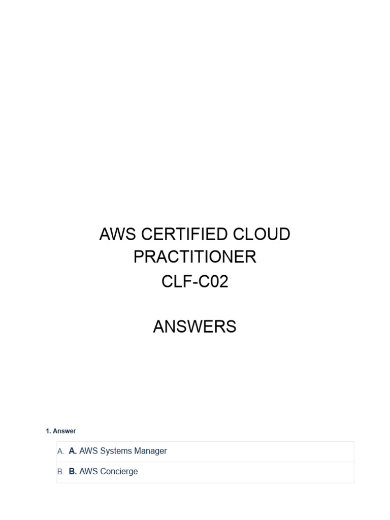 AWS Certified Cloud Practitioner Exam Answers | PDF | Amazon Web ...