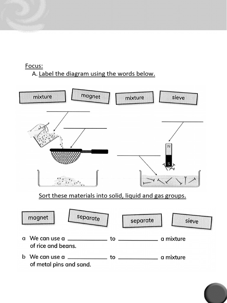 Worksheet on Separating Mixtures | PDF