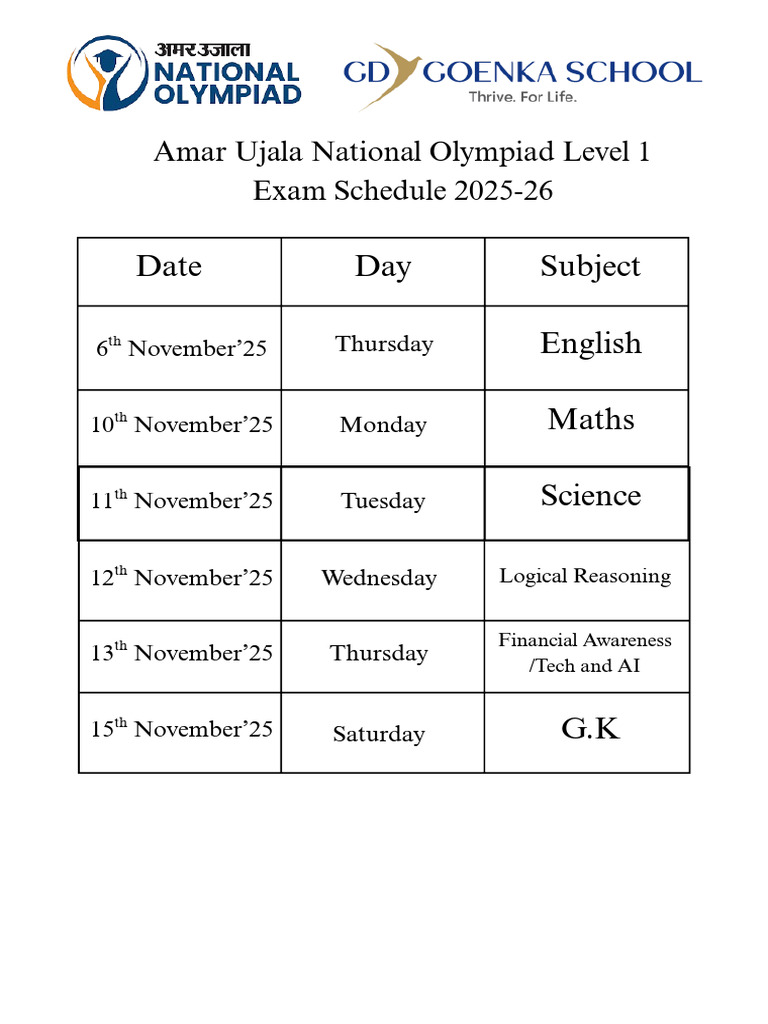 GDG Auno Level 1 Schedule 2025-26 | PDF