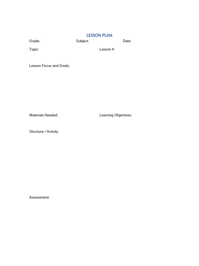 Lesson Plan Template for Educators | PDF